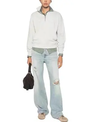 Maison Kitsuné Maison Kitsuné Quarter-Zip Fox-Patch Sweatshirt Grey