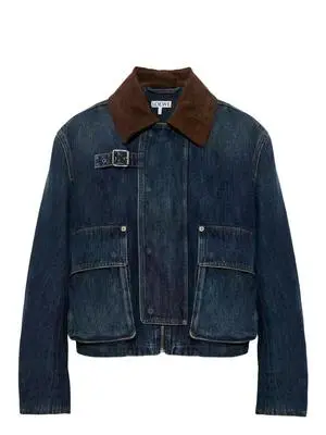 Loewe Denim Jacket With Corduroy Collar - Blue