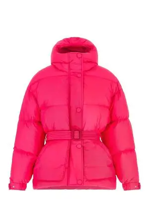 IENKI IENKI Belted Puffer Jacket With Bear-Detailed Hood Pink