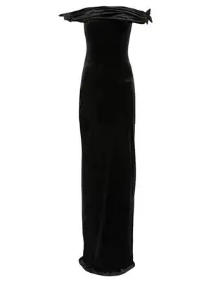 TWENTY FOURHAITCH Zoran Off-shoulder Maxi Dress - Black