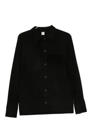 TOTEME Fine Knit Button-up Shirt - Black