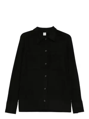 TOTEME Fine Knit Button-up Shirt - Black