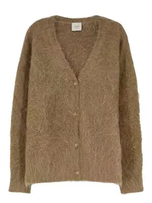 ALYSI Brushed V-neck Cardigan - Neutrals