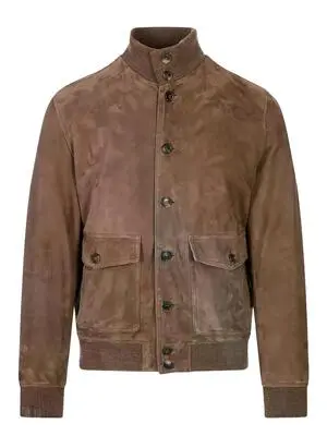 STEWART Suede Button-up Jacket - Brown