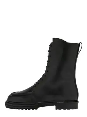 AeydĒ Aeyde Tate Lace-Up Apron-Toe Boots Black