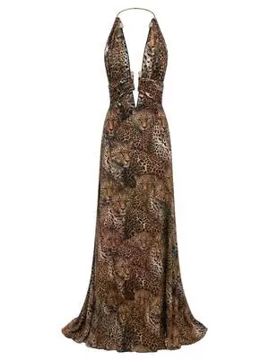 PHILIPP PLEIN PHILIPP PLEIN Leopard Print Halterneck Maxi Dress