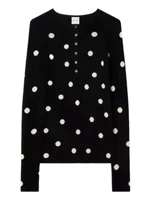 Paul Smith Merino Wool Polka Dot Henley Top - Black