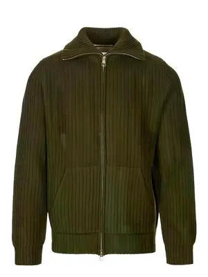 MONTECORE Ribbed Knit Zip-up Cardigan - Green