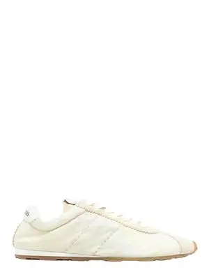 MIU MIU Miu Miu Ecru Silk Finish Topstitched Sneakers