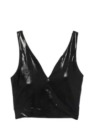 MACRON MACRON O.N.E. V-Neck Cropped Top With Logo Plaque Black