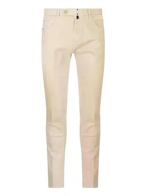 Incotex Logo Patch Beige Trousers - Neutrals