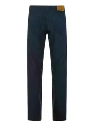 Incotex Logo Patch Straight-leg Trousers - Blue
