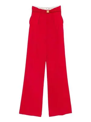 Elisabetta Franchi Belted Pleated Trousers - Red
