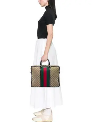 Gucci Gg Canvas Web Briefcase - Neutrals