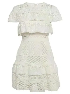 SELF-PORTRAIT Self-Portrait Broderie Anglaise Tiered Ruffled Dress