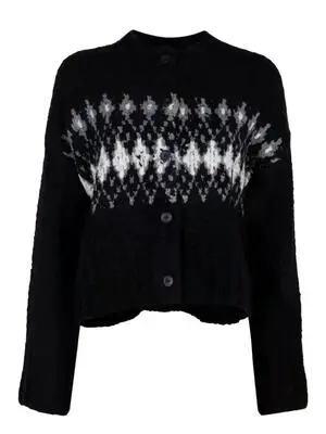 Altuzarra Haven Wool Cardigan With Fair Isle Intarsia - Black