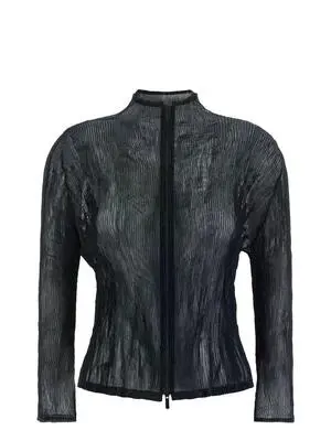 Issey Miyake Issey Miyake Chiffon Twist Zip-Up Sweatshirt Black