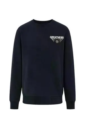 Philipp Plein Fleece Crewneck Sweatshirt With Graphic Detail - Blue