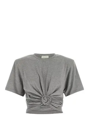 Magda Butrym Knotted Detail Crew-neck T-shirt - Grey