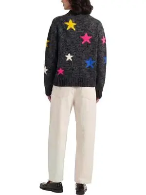 Chinti & Parker Star Intarsia Roll Neck Sweater - Black