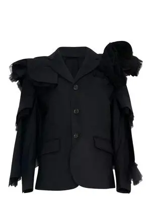 Noir Kei Ninomiya Ruffled Detail Blazer - Black