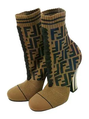 Fendi Rockoko Ff Monogram Ankle Boots - Neutrals