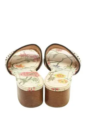 Dior Christian Dior Dway Floral Print Logo Embroidered Sandals Neutrals