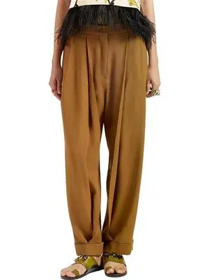 LA DOUBLEJ La DoubleJ Pleated Wool Stretch Carrot-Leg Trousers