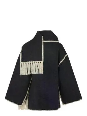TOTEME Totême Embroidered Scarf-Detail Jacket Grey