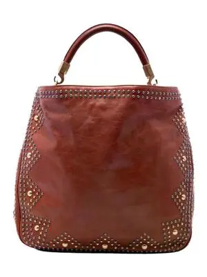 SAINT LAURENT Saint Laurent Studded Calfskin Hobo Bag