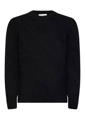 D4.0 Ribbed Knit Crew Neck Sweater - Black