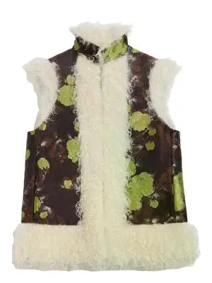 LA DOUBLEJ La DoubleJ Sleeveless Folk Jacket With Nile Motif And Faux Fur Trim
