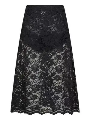 BLANCA VITA Lace Midi Skirt - Black