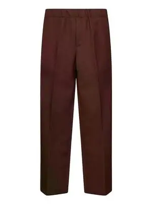 COSTUMEIN Elasticated Waistband Pressed Crease Trousers - Brown