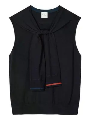 PAUL SMITH Paul Smith Merino Wool Blend Knitted Vest With Tie Neck Detailing