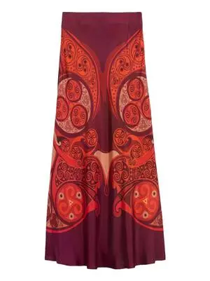 La DoubleJ La DoubleJ Printed Silk Twill Maxi Skirt Red