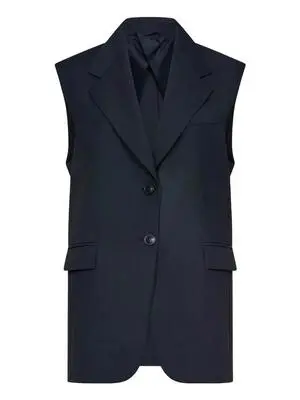 Max Mara Sleeveless Virgin Wool Gilet - Blue