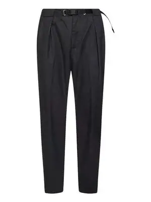 WHITE SAND Belted Pleated Trousers - Grey