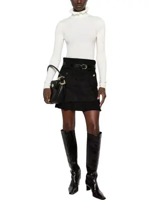 Sandro SANDRO Ruffle-Trim Turtleneck Sweater White