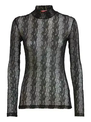 La DoubleJ Lacey Turtleneck Top - Black