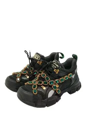Gucci Flashtrek Crystal Embellished Sneakers - Black