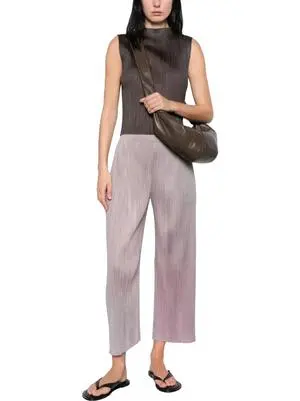 Issey Miyake Pleats Please Issey Miyake Sleeveless High Neck Pleated Top Grey