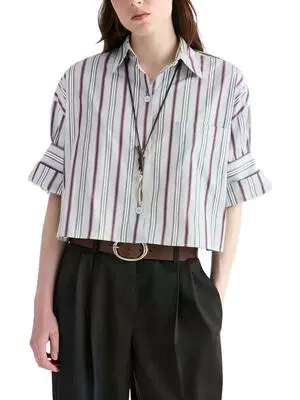 TWP TWP Striped Cropped Shirt