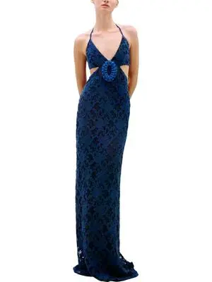Silvia Tcherassi Floral Lace Maxi Dress - Blue
