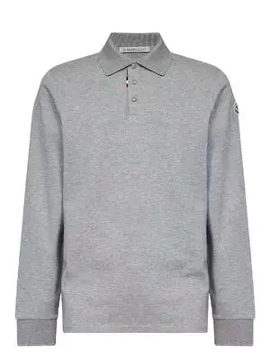 Moncler Logo-patch Long-sleeve Polo Shirt - Grey