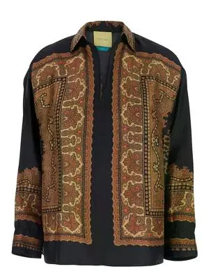 Momoni Paisley-print Silk Blouse - Black