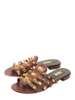 Balenciaga Balenciaga Studded Leather Slides Red