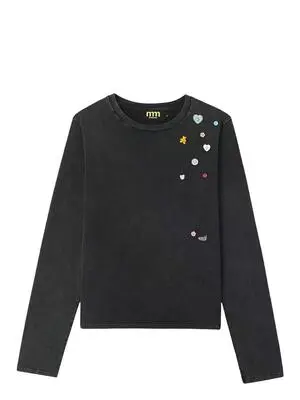MINI CREAM Mini Cream Button-Embellished Long Sleeve T-Shirt