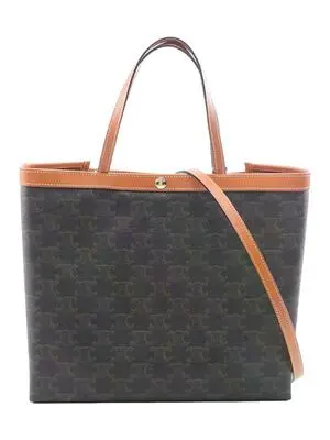 Celine Small Square Triomphe Coated Canvas Cabas Satchel - Brown