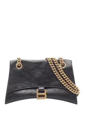 Balenciaga Small Calfskin Crush Chain Shoulder Bag - Black